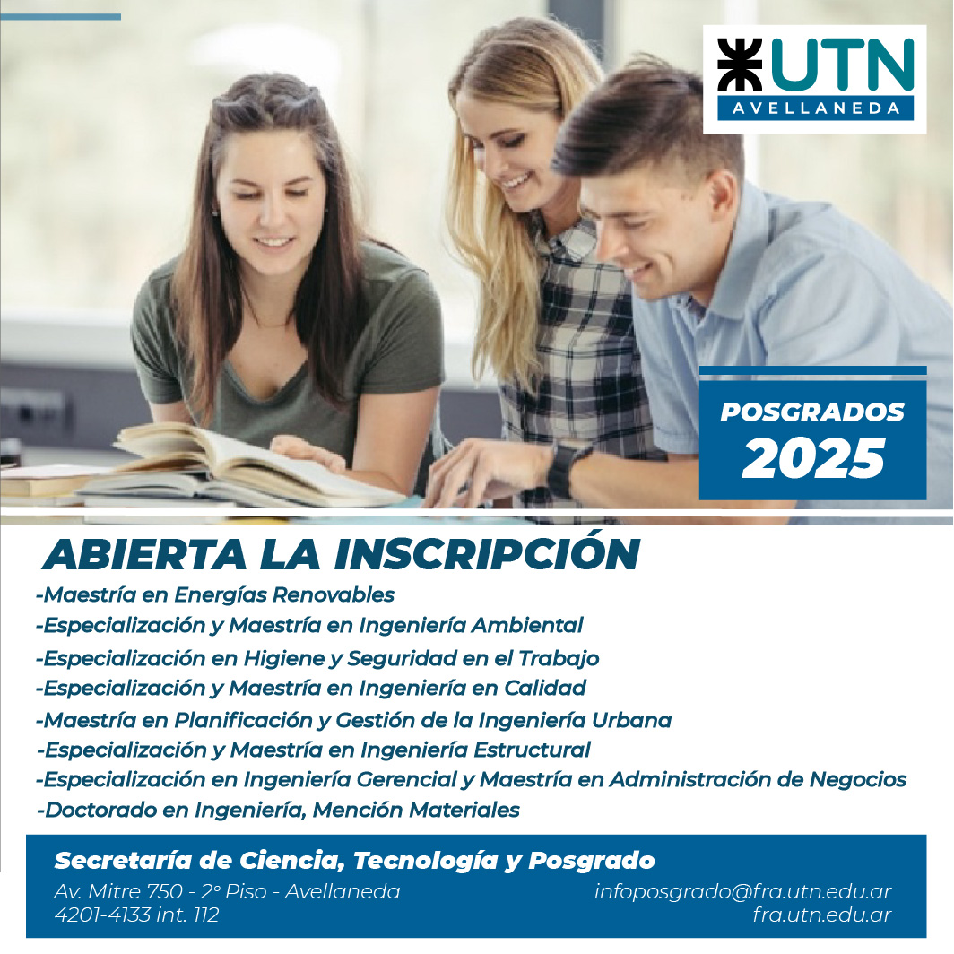 ABIERTA LA INSCRIPCIÓN: OFERTA DE POSGRADO 2025 DE LA UTN AVELLANEDA - UTN Avellaneda