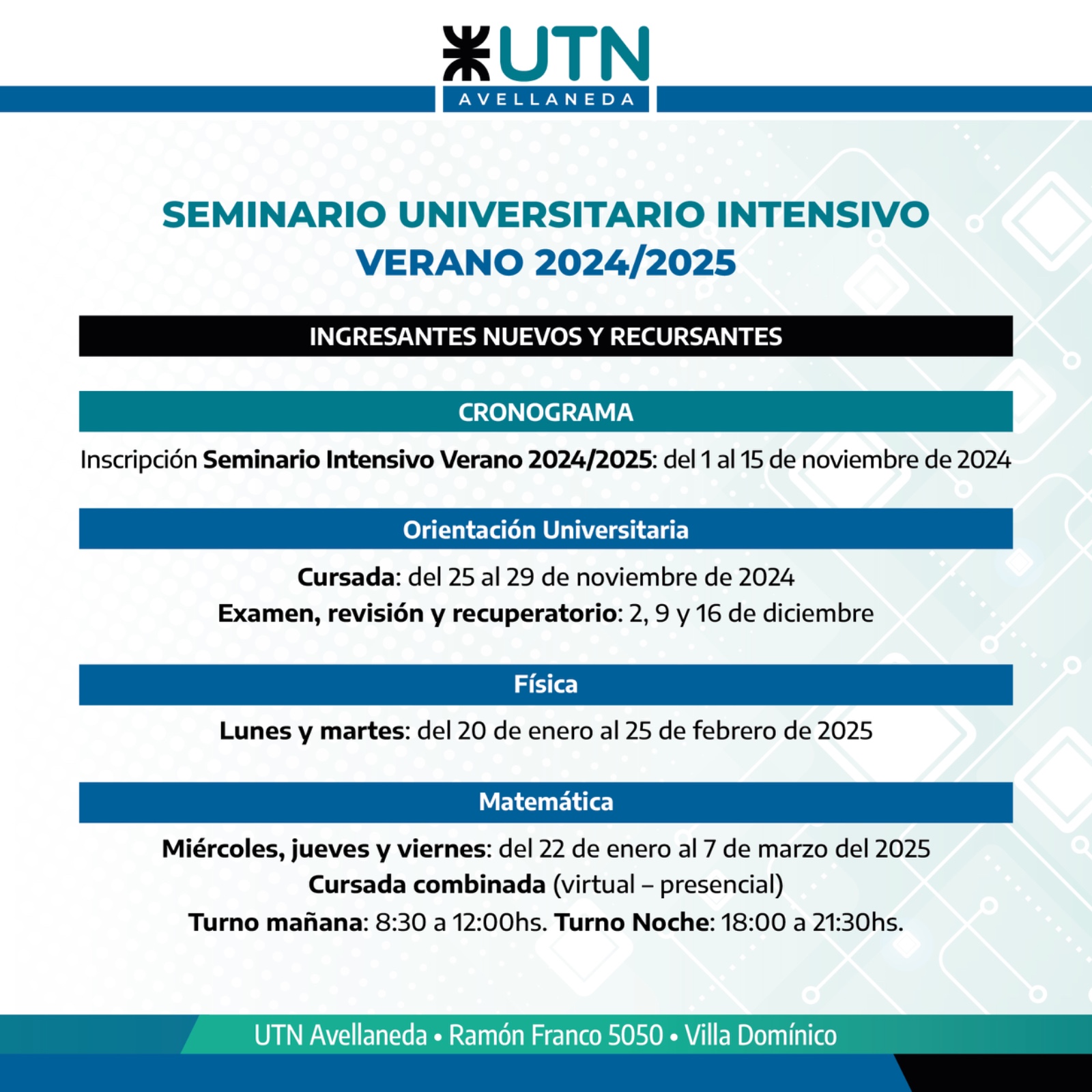SEMINARIO UNIVERSITARIO PARA CARRERAS DE INGENIERÍA: CURSO INTENSIVO DE VERANO 2025 - UTN Avellaneda